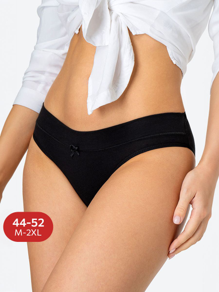 Трусы Женский Donella слипы Хлопок, Трикотаж черный, размер 50, 52 Средняя Турция Домашний ...