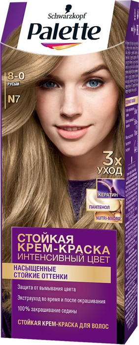 Palette Крем краска для волос стойкая, N7, Русый, 110мл - купить с ...