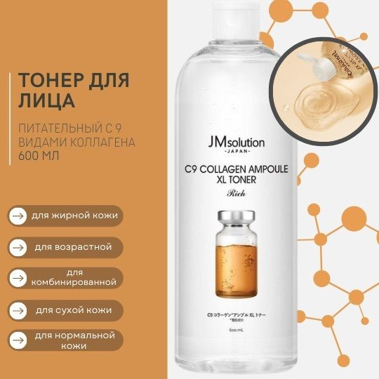 JMsolution Тонер для лица Корея увлажняющий, для упругости и питания кожи корейский, с 9 видами ...