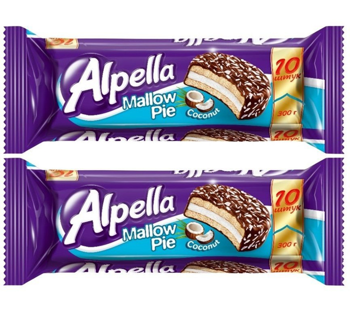 Печенье сэндвич в шоколадной глазури с маршмеллоу Mallow Pie (кокос ...