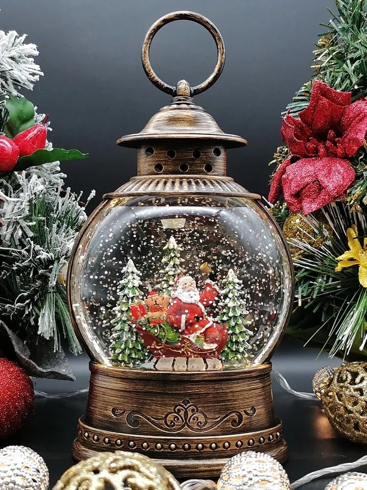 Новогодний фонарь/ шар со снегом/24 см купить на OZON по низкой цене ...