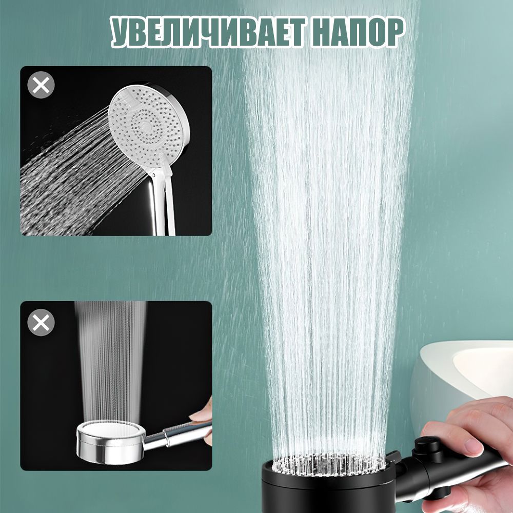 Лейка для душа, насадка для душа черная, насадка на душ водосберегающая ...
