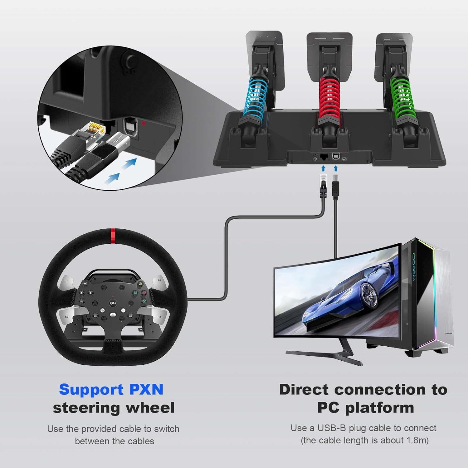 Игровой руль PXN V10 Joystick с педалями - купить с доставкой по ...