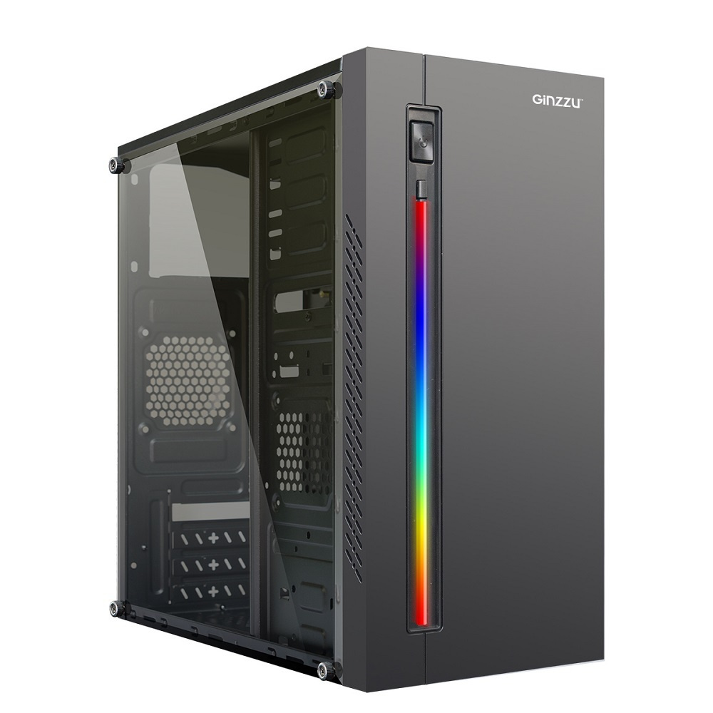 Корпус Ginzzu D370 RGB, mATX, Mini-Tower, черный, Без БП - купить с доставкой по выгодным ценам ...