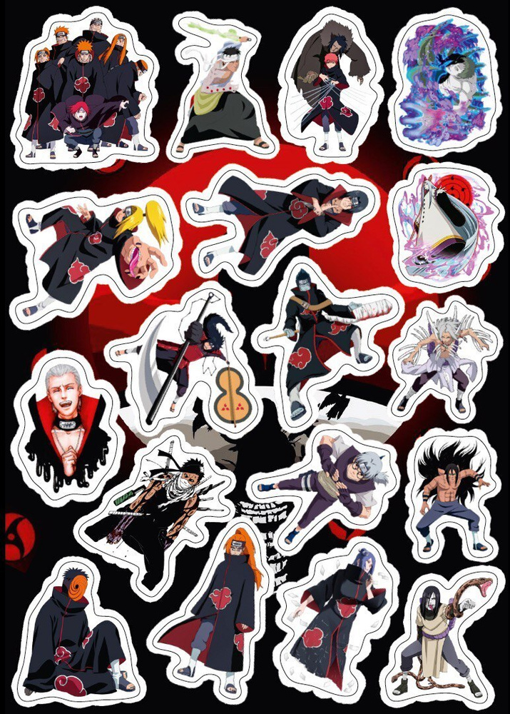 Виниловые наклейки стикеры по аниме Наруто Naruto на листе формата А5 ...