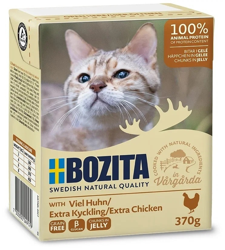 Влажный корм для кошек Bozita Feline, с рубленой курицей кусочки в желе ...