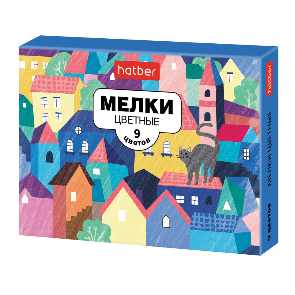 Мелки Hatber -Городок- 9 цветов в картонной коробке - купить с доставкой по выгодным ценам в ...