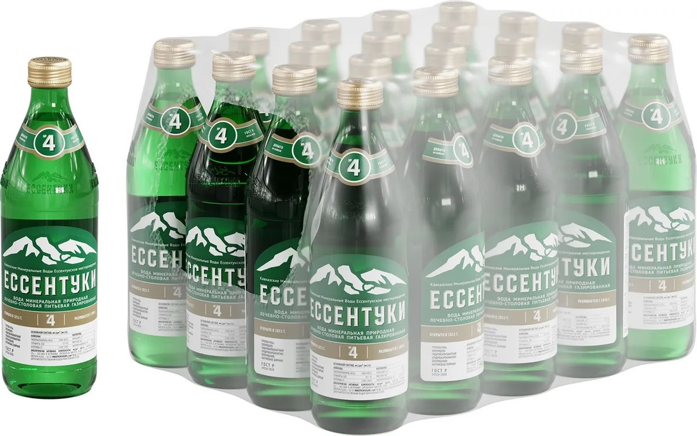 Вода Ессентуки №4 минеральная, газированная, лечебно-столовая. 0,45 л х ...