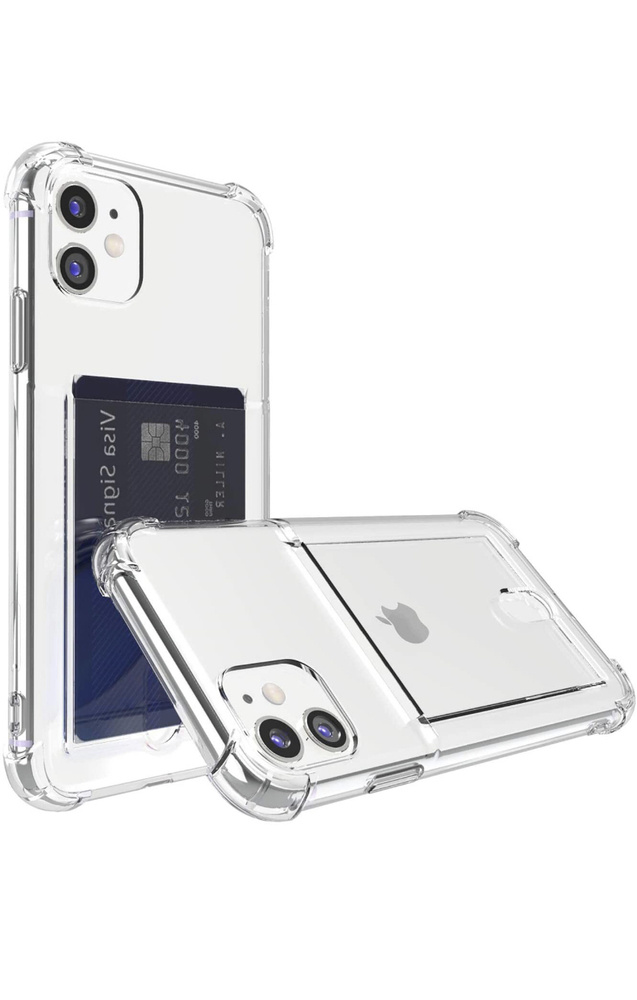 Прозрачный чехол на iPhone 11 с кармашком для карточки - купить с ...