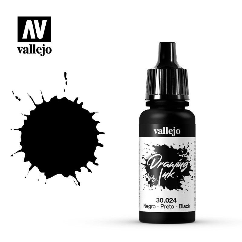 Тушь рисовальная Vallejo "Drawing ink" 30.024 Black, 17 мл - купить с ...