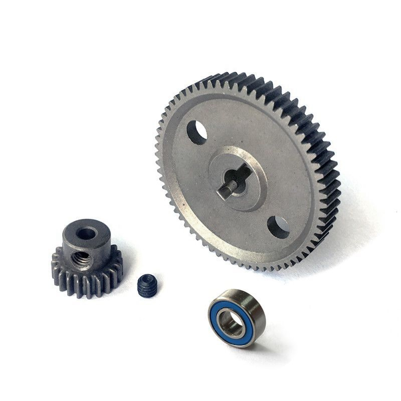 Стальная пара (спур 64T+ пиньен 17T) адаптированная для Remo Hobby Mmax, EX3 1/10, G1758 ...
