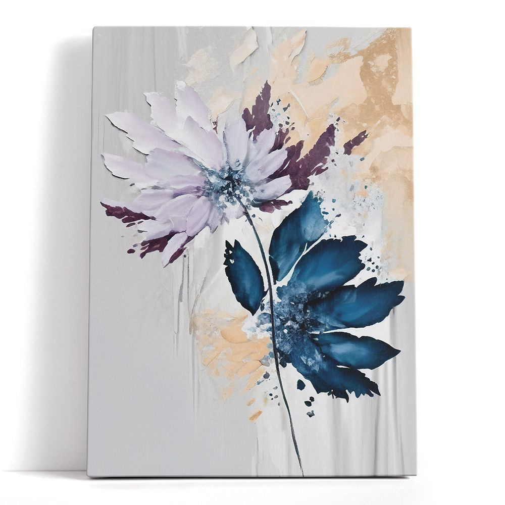 Интерьерная картина "Пастельные цветы" 70х100 см. на натуральном холсте ...