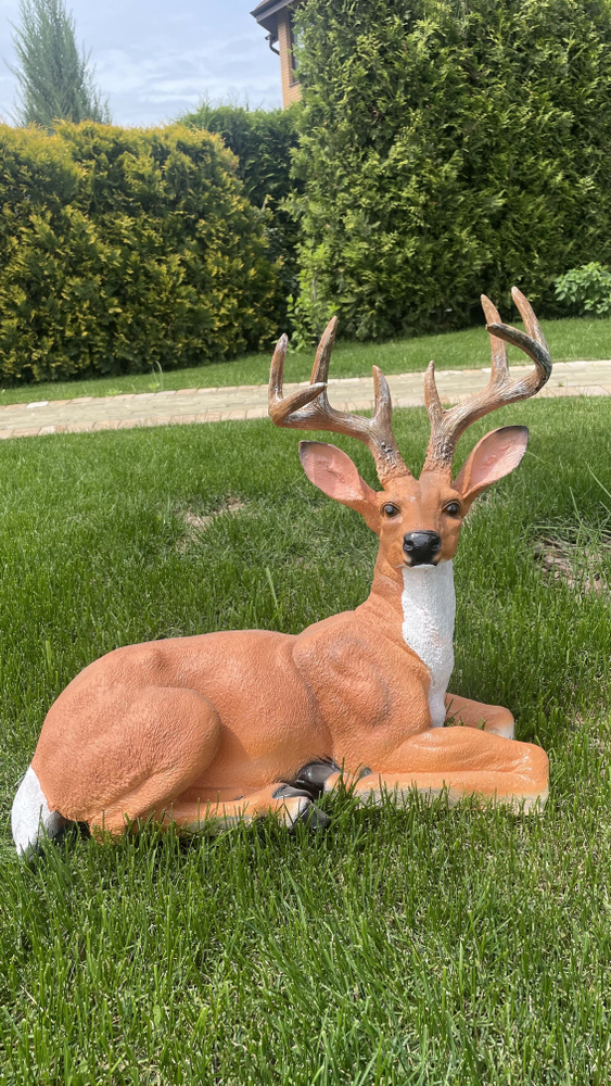 Садовая фигура большая "Олень" для сада и дачи декор из полистоуна ...