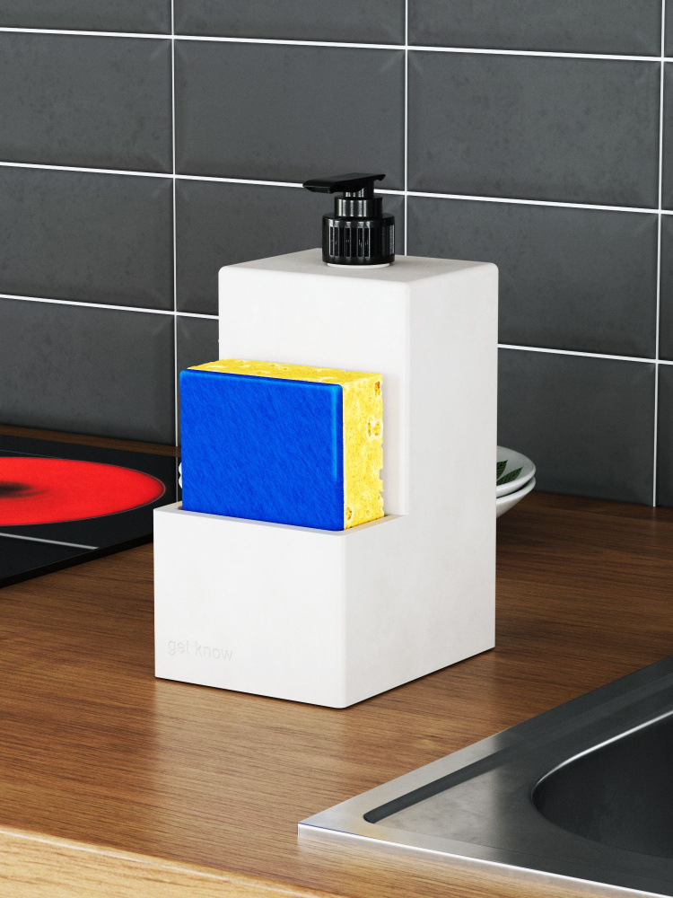 Дозатор моющего средства жидкого мыла мытья посуды кухонный с губкой ...