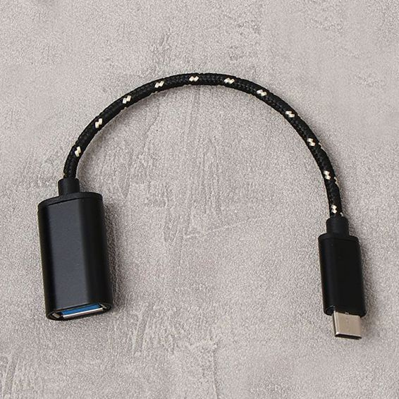 Кабель USB для смартфонов / Адаптер Type C-USB плетенный короткий для ...