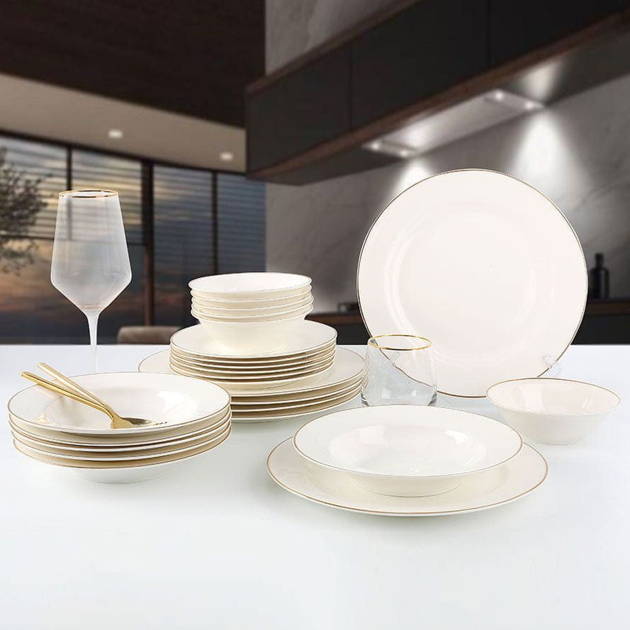 Сервиз столовый на 6 персон для кухни Arya Exclusive Dory Gold костяной ...