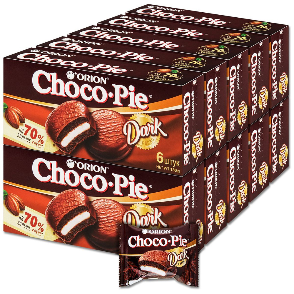 Пирожное Чоко Пай бисквитное Orion Choco Pie Dark Dark 6 шт в упак