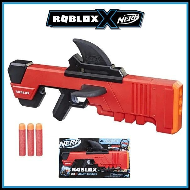 Бластер Nerf Roblox MM2 Shark Seeker Dart Blaster Shark Fin Action 3 ...