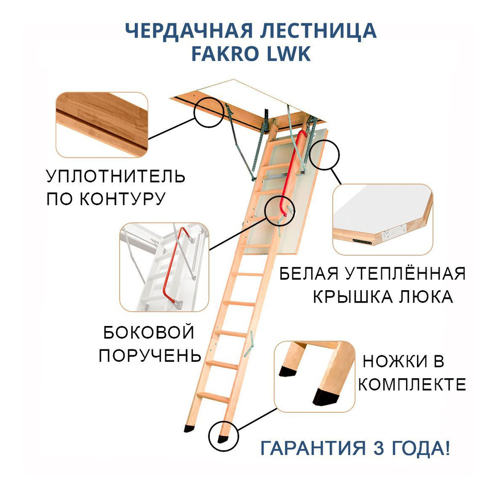 60*120*280 см Чердачная лестница с люком утеплённая FAKRO LWK складная ...