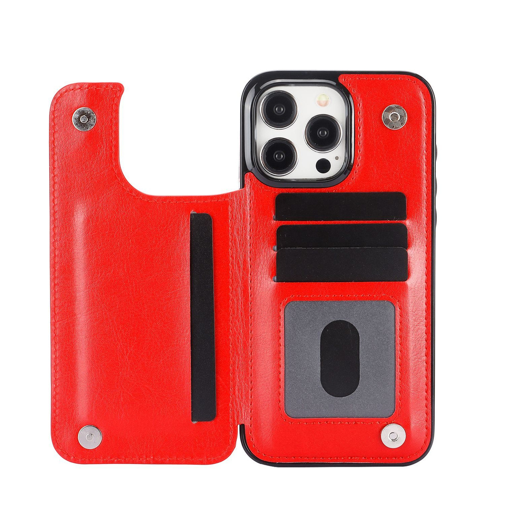 Чехол кожаный с отделением для карт на iPhone 15 PRO MAX / Чехол ...