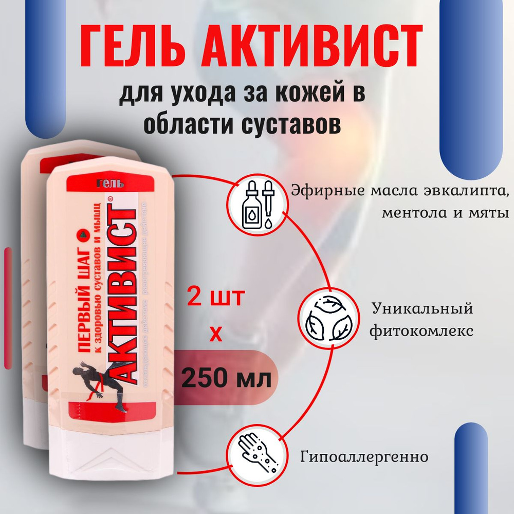 Активист гель для ухода за кожей в области суставов 250 мл, 2 шт Ваше ...