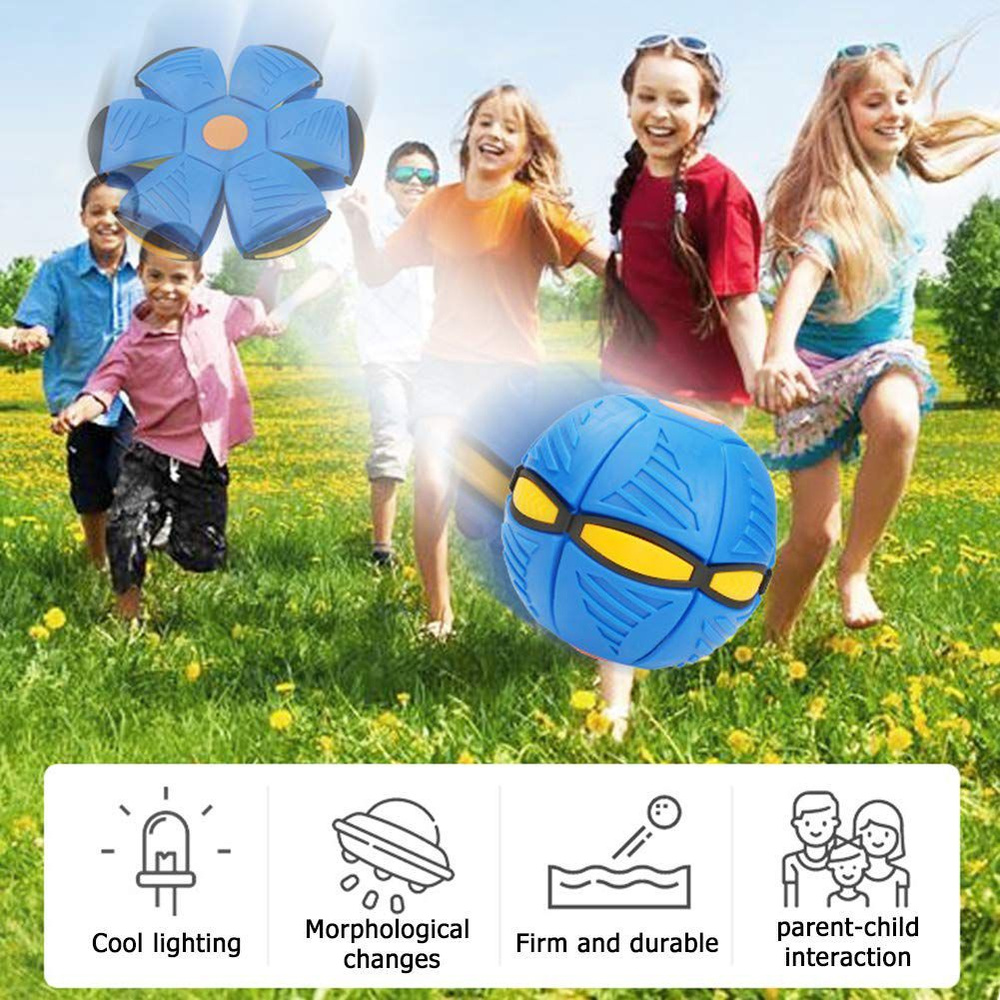 Летающий плоский трансформер диск - мяч Flat Ball Disk фрисби с подсветкой / Мяч трансформер со ...