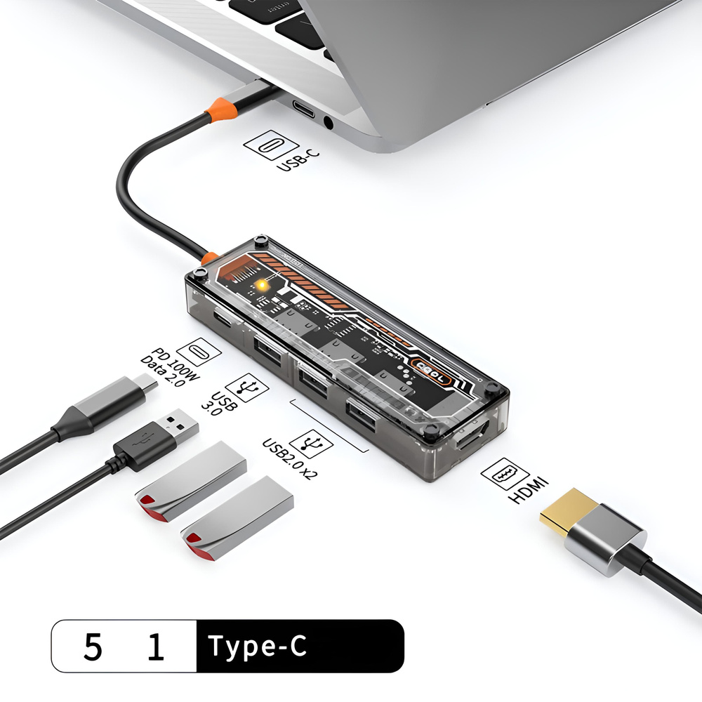 Док-станция Type c hub usb-концентратор многофункциональный ...