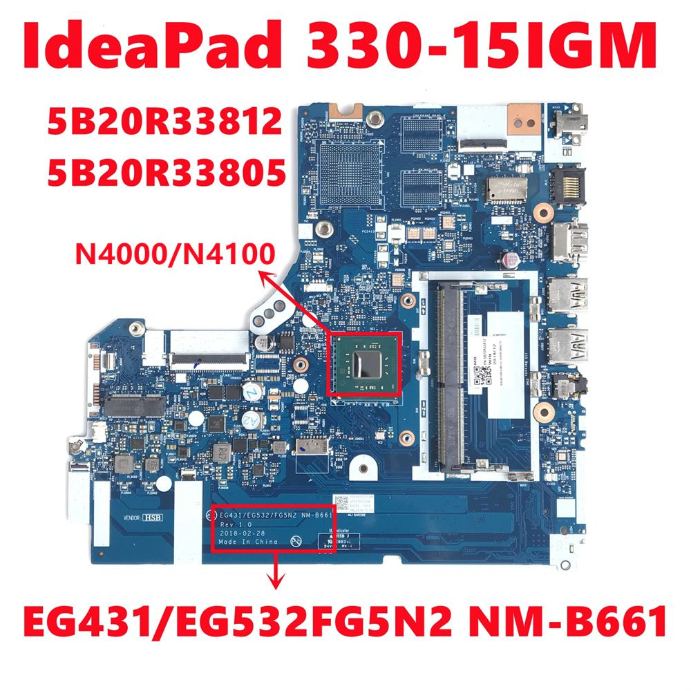 NM-B661 для Lenovo Ideapad 330-15IGM материнская плата для ноутбука N4000 N4100 - купить с ...
