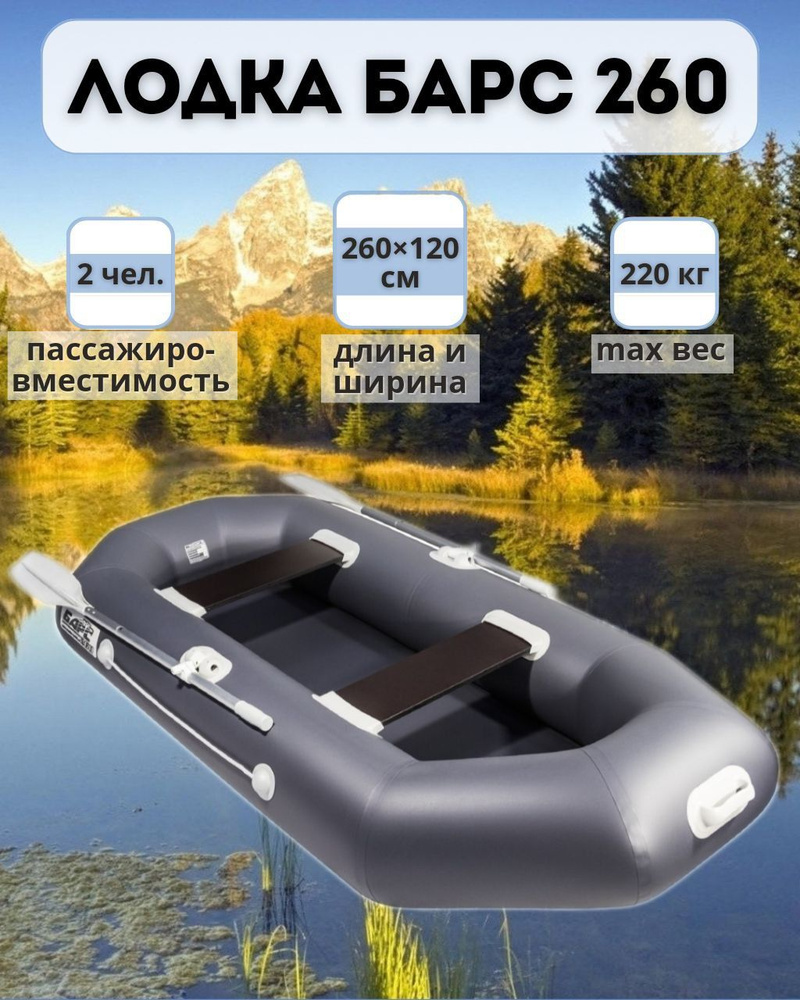 Лодка для рыбалки надувная Мастер Лодок Барс 260 графит - купить по ...
