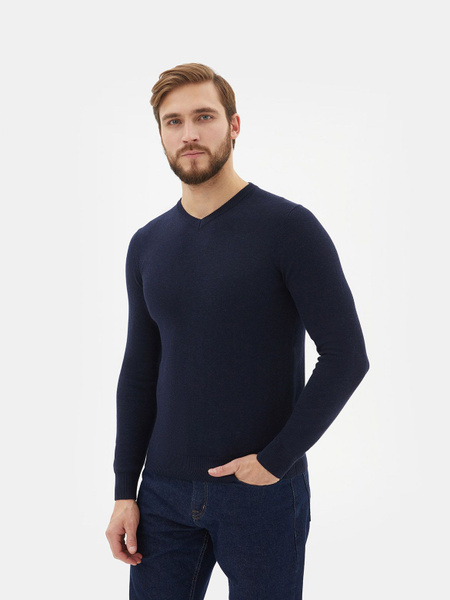 Джемпер Мужской Ralf Ringer синий Хлопок, размер 50 Без застежки полуприлегающий Длинный ...