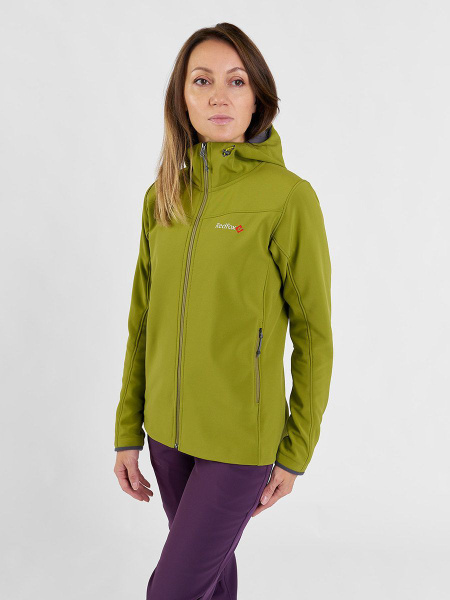 Куртка Женский RedFox Капюшон, Карманы оливковый Нейлон, Спандекс, размер 44 Длинный Демисезон ...