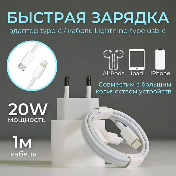 Сетевое зарядное устройство RusTovar Зарядник1_1, 20 Вт, USB Type-C ...