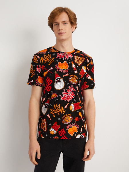 Футболка Мужской Zolla черный, размер 48 Хлопок прямой Повседневный Китай, рост 182-188 купить c ...