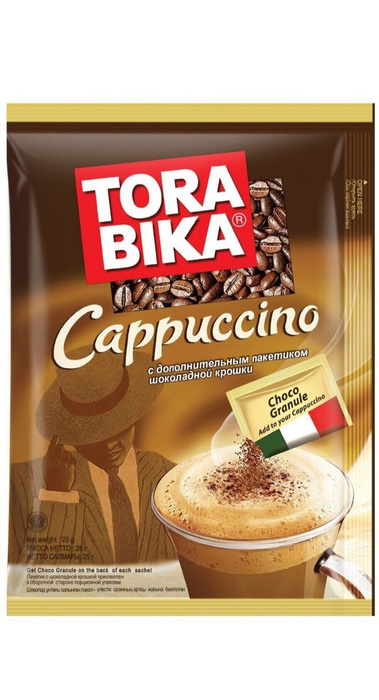 Кофе 3 в 1 Tora Bika Cappuccino с доп пакетиком шоколадной крошки