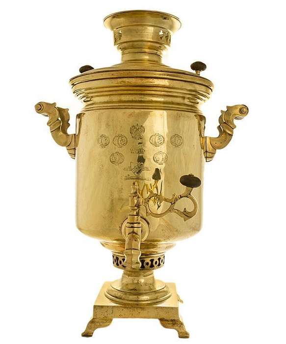 Самовар антикварный Баташева с медалями, банка 10 литров, стоячие ручки ...