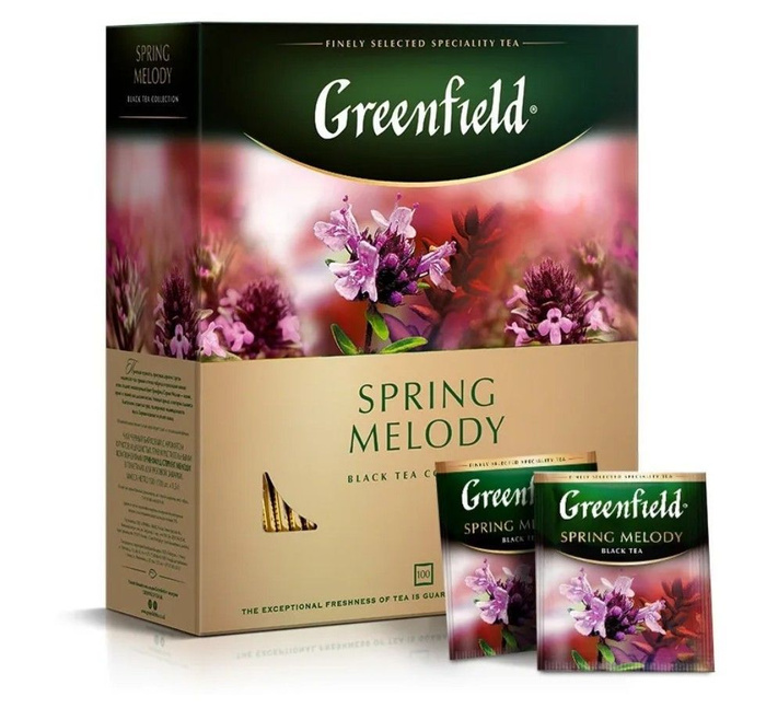 Чай в пакетиках черный Greenfield Spring Melody, 100 шт (ГРИНФИЛД ...