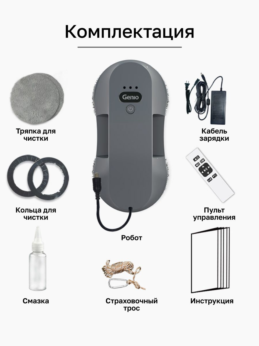 Genio Робот для мойки окон Windy W200, темно-серый купить на OZON по ...