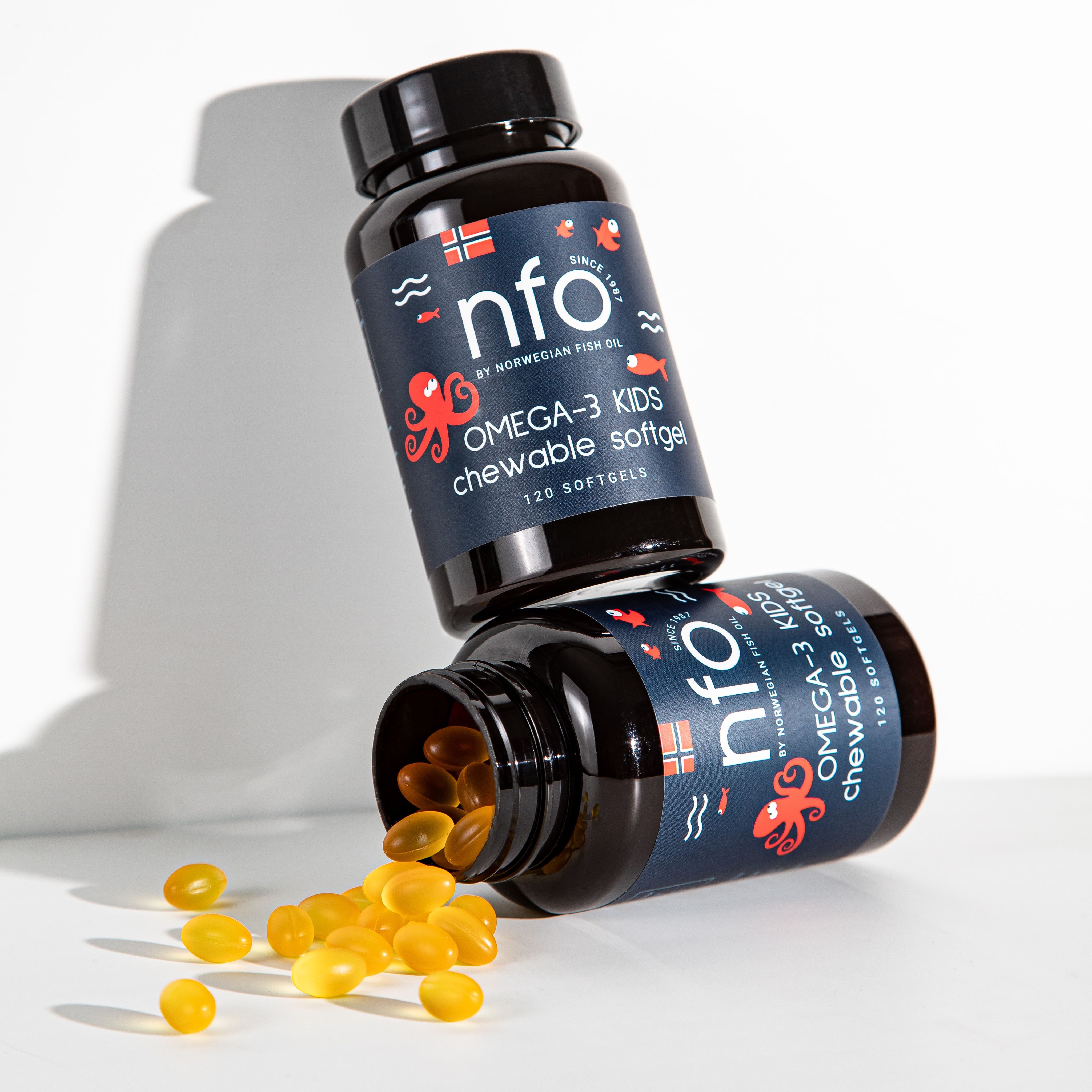NFO Омега-3 для детей с витамином D (Детские жевательные капсулы омега-3 со вкусом тутти-фрутти ...