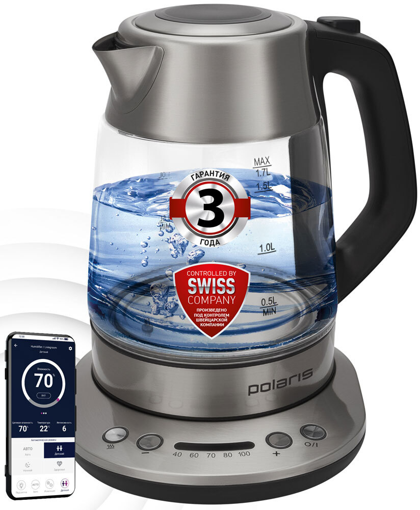 Купить электрический чайник Polaris PWK 1775CGLD WIFI IQ Home, Пластик ...