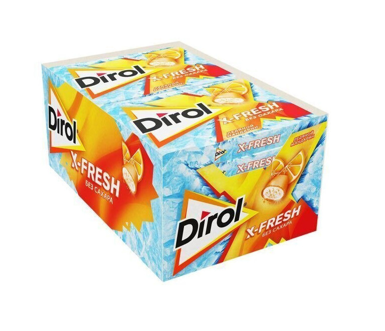 DIROL / ДИРОЛ X-FRESH Жевательная резинка, Ледяной мандарин, Шоубокс ...