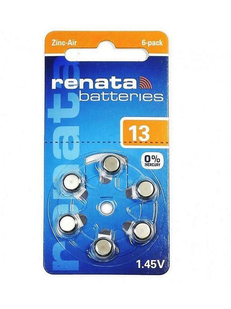 Renata Батарейка PR48 (ZA13, V13A, DA13), Воздушно-цинковый тип, 1,4 В, 6 шт - купить с ...