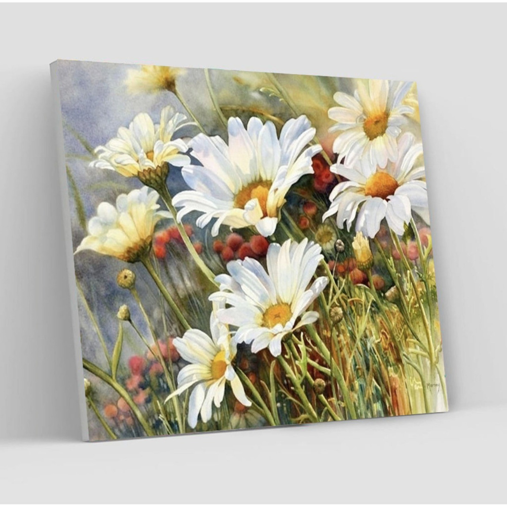 Картина по номерам цветы 40x50, Ромашки, цветы - купить с доставкой по ...