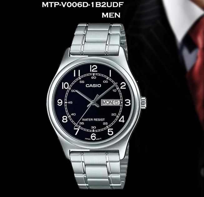 Мужские часы Casio Mtp V006d 1b2 с индикацией числа и дня недели батарейка в подарок купить
