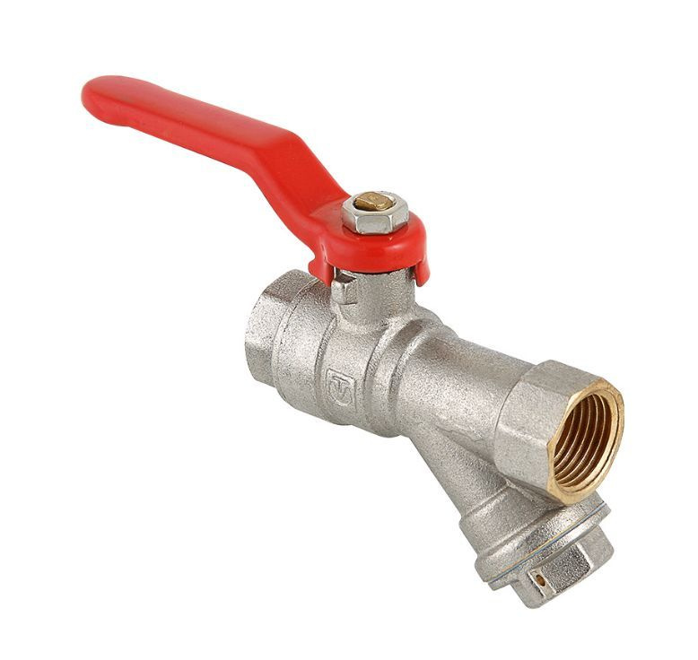 Кран шаровой 1/2" вн-вн VALTEC COMBI со встроенным фильтром и стальной рукояткой / Латунная ...