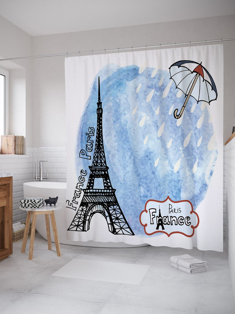 Штора для ванной 200x180 см JoyArty ширма плотные ширина 180 высота 200 для бани санузлов дома ...