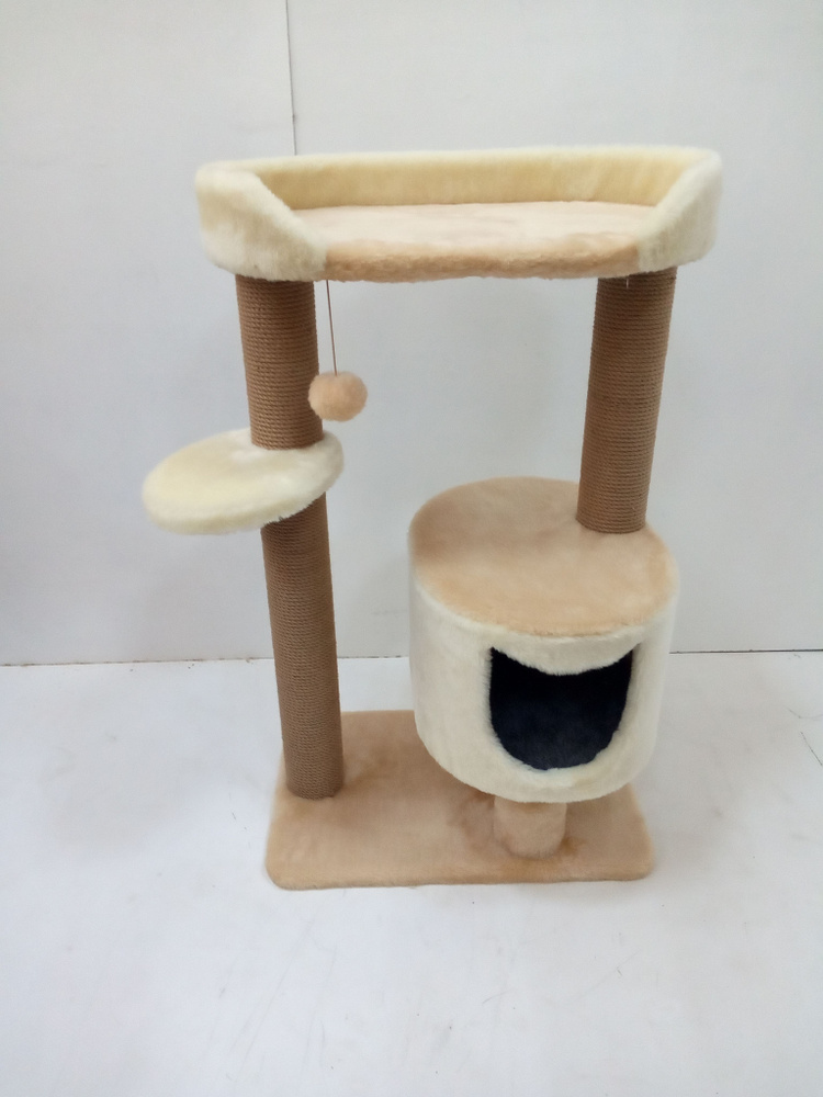 Когтеточка с домиком напольная высокая для кошки.Лежанки и столбик для ...