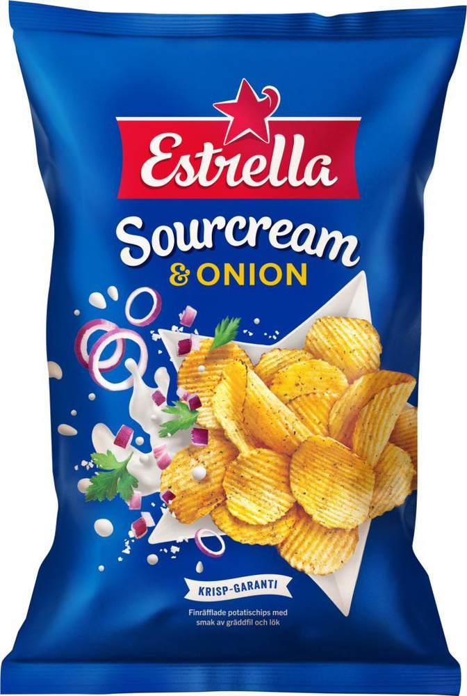 Чипсы рифленые Estrella sour cream & onion - купить с доставкой по ...