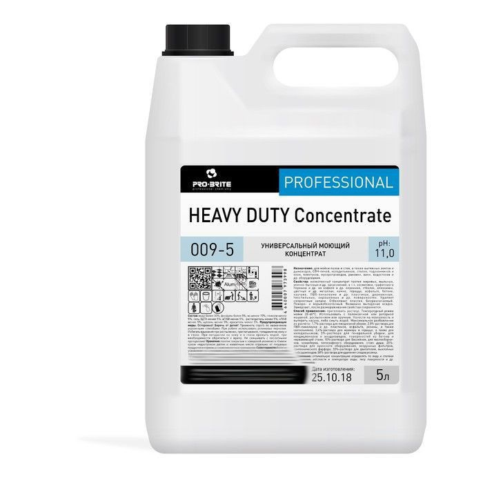 PRO-BRITE, Моющий концентрат Heavy Duty Concentrate, 5 литров - купить с доставкой по выгодным ...