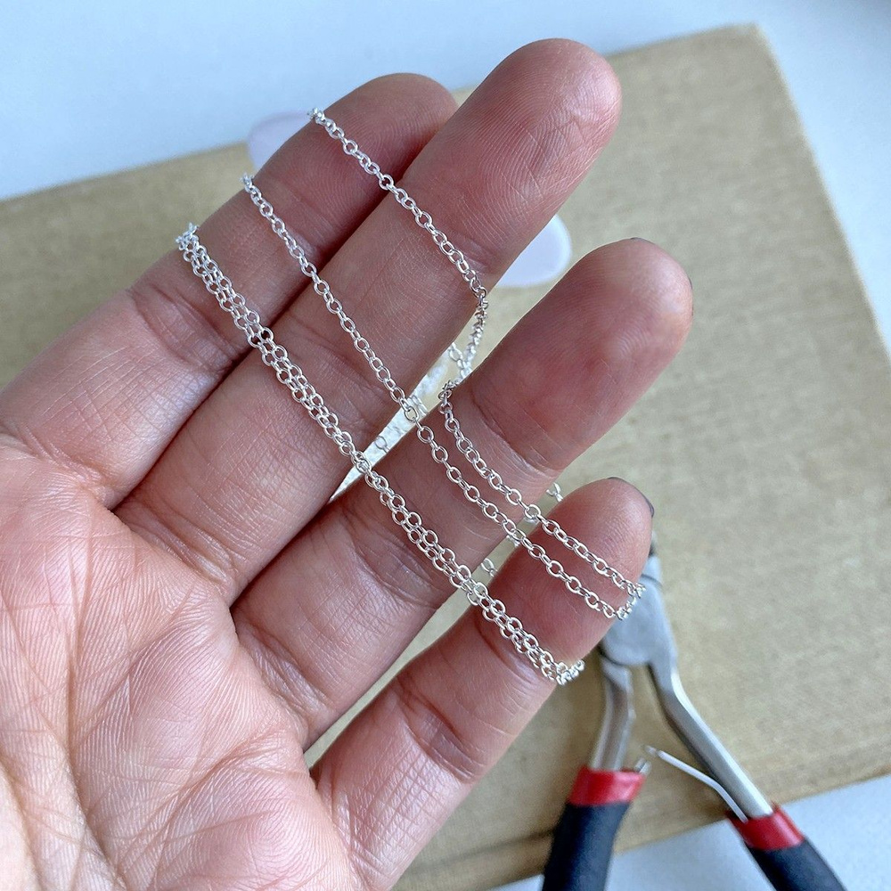 Цепочка для рукоделия латунь, цвет серебро, звено 2x1.5x0.5 мм (3м ...