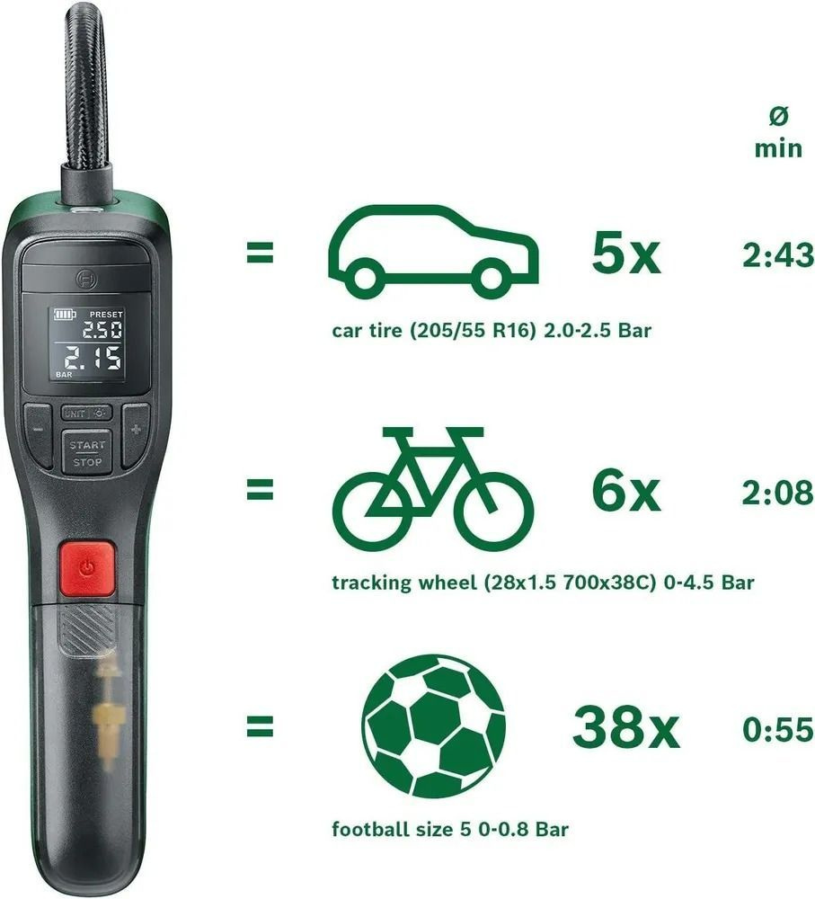 Аккумуляторный пневматический насос Bosch EasyPump 654747 для шин по ...